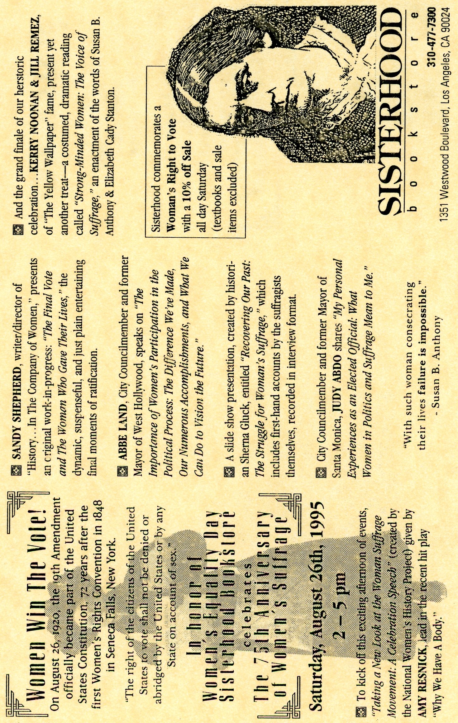 The 75th Anniversary of Women's Suffrage Celebration brochure